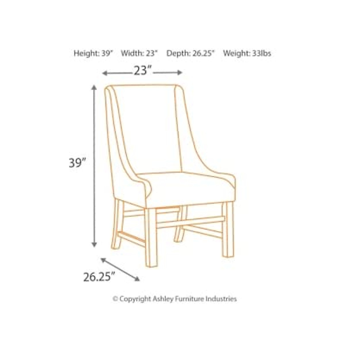 Signature Design by Ashley Sommerford Modern Farmhouse Upholstered 2 Piece Dining Chair Set, Brown
