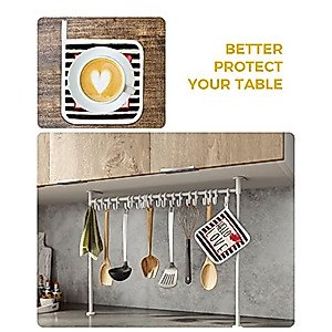 3Pack Pot Holders Cotton Heat Resistant Oven Hot Pads, Valentine's Day Potholder Cloth Potholders for Daily Kitchen Baking and Cooking with Hanging Loops - Hello Love with Black Stripes