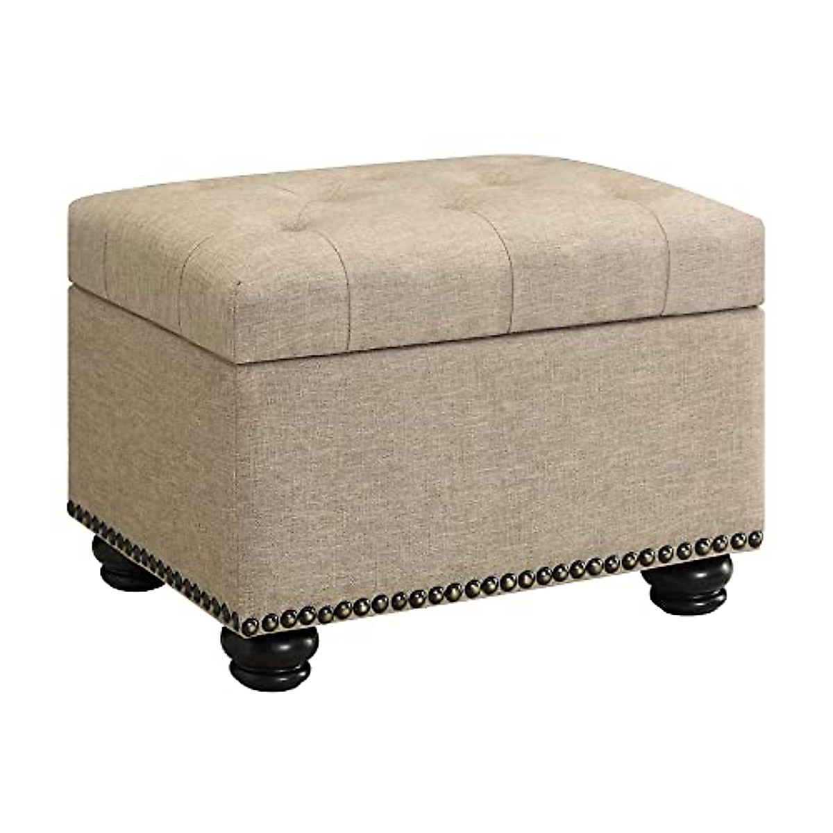 Convenience Concepts Designs4Comfort 5th Avenue Storage Ottoman 24" - Contemporary Foot Stool and Seat with Hinged Lid for Living Room, Dining Room, Office, Tan