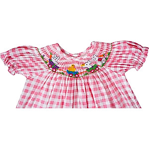 Baby Infant Girl Easter Bunny Parade Egg Hunting Hand Smocked Bishop Dress Pink Gingham 12 Months