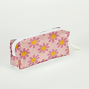 Pencil Pouch Pencil Case Pencil Bag Pen Case Pouch Box Organizer for Teen Girls Boys School Students Men Women Waterproof Zipper Pouch for Office Supplies Makeup, 70s Retro Hippie Daisy Flower Decor