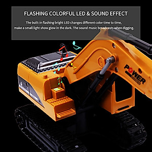 GearRoot Remote Control Excavator Construction Vehicle with Sound & Lights, Rechargeable RC Truck Excavator Toys for Boys Gift