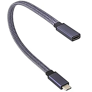 AAOTOKK Braided USB 3.1 Type c to Type C Connector Cable 60W&3A Short Type C 3.1 USB Male to Female Extension Cable Supports Charging,Data,Audio,Video Cable for Laptop&Tablet&Mobile Phone.(0.3M-M/F)