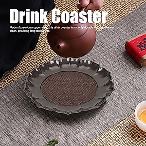 Tea Pot Tray, Household Kettle Holder Copper Alloy Pot Holder Coaster Household Dry Foam Table Multifunctional Trays with Cup Cushion Design for Teapots Cups Bowls (Lotus)
