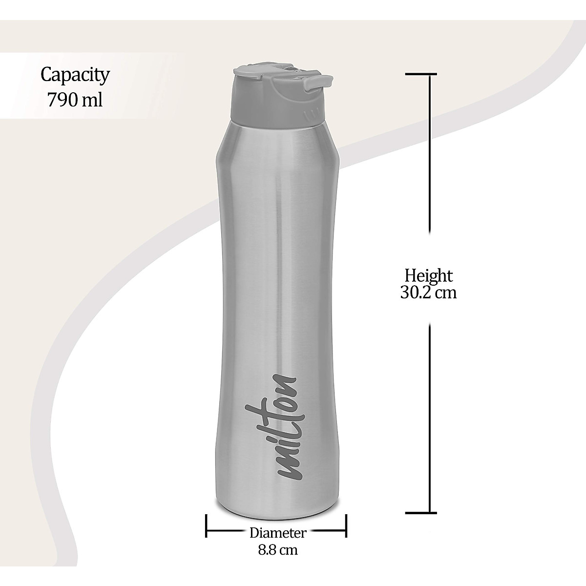 Milton Stark 900 Thermosteel 24 Hours Hot or Cold Water Bottle, 790 ml, Brown