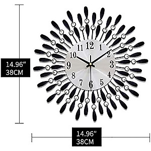 Karetto Modern 14 inch Metal Wall Clock Silver Dial with Arabic,Non-Ticking Silent Digital Black Drop Clock Home Decor for Bedroom,bedrooms Kitchen and Small Areas Space