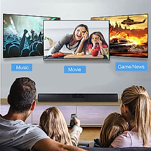 Sohapy Sound Bars for TV, Home Theater Audio with Built-in Subwoofer, TV Speakers, Bluetooth/RCA/TFcard/AUX (Black)