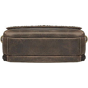 Distressed Buffalo Leather Crossbody Organizer Purse by Gun Tote'n Mamas (Brown), Medium