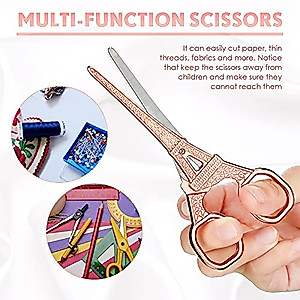 3 Pieces Scissors and Letter Opener Set Include 2 Pieces Metal Envelope Opener Slitter and 1 Pieces Eiffel Tower Embroidery Scissors Craft Scissors for Office Home School Supplies (Rose Gold)