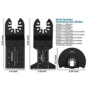 HERKKA 23 Metal Wood Oscillating Multitool Quick Release Saw Blades Compatible with Fein Multimaster Porter Cable Black & Decker Bosch Dremel Craftsman Ridgid Ryobi Makita Milwaukee Dewalt Rockwell