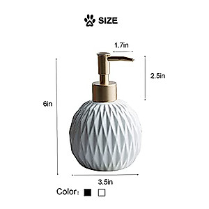 Ceramics Gold Soap Dispenser for Bathroom, Relief Soap Dispenser for Kitchen Sink, 400ml/13.5Oz Refillable Liquid Hand Soap Dispenser with Gold Pump (Red)