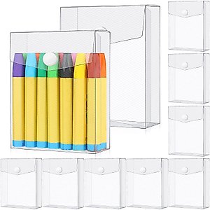 Pajean 10 Pieces Crayon Storage Containers Back to School Clear Plastic Crayon Case Crayon Organizer Boxes for Kids, Cards Small School Supplies Organizers Boxes