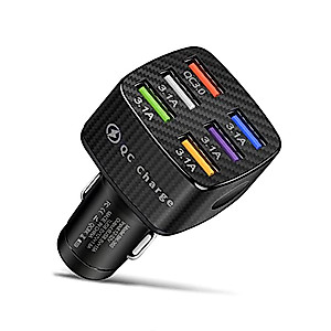 Car Charger Adapter,6 Ports USB QC3.0 Fast Car Charger QC3.0/3.1A,32V Upgraded Smart Shunt Car Phone Charger Compatible iPhone 14 13 12 Pro Max/All Smart Phones (Black)