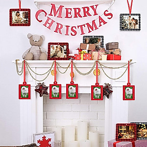 Cute Pig Christmas Photo Ornament Frame Red Picture Frame for Xmas Tree Hanging Decoration