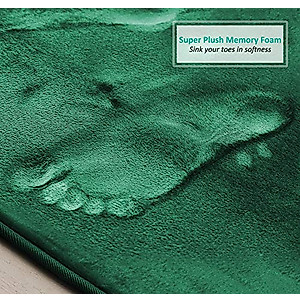 Clara Clark 3 Piece Bathroom Rugs Bath Mat Set, Velvet Memory Foam Bath Mats for Bathroom - Non-Slip, PVC Backing Bath Rugs, Washable Bathroom Rug Mats - Dries Quickly, Green Bathroom Rug Set
