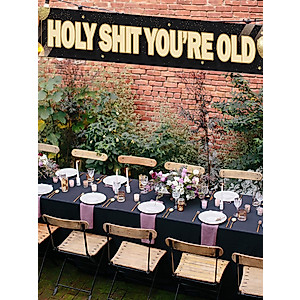 Holy Shit You’re Old Large Banner, Funny Birthday Banner, Happy Birthday Lawn Sign Porch Sign for 30th 40th 50h 60th 70th 80th 90th Birthday Party, Indoor Outdoor Backdrop 8.9 x 1.6 Feet