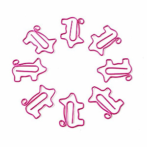 ISKYBOB 40 Pieces Mini Cute Pig Shaped Paper Clips Bookmark Funny Office Supplies,Pink