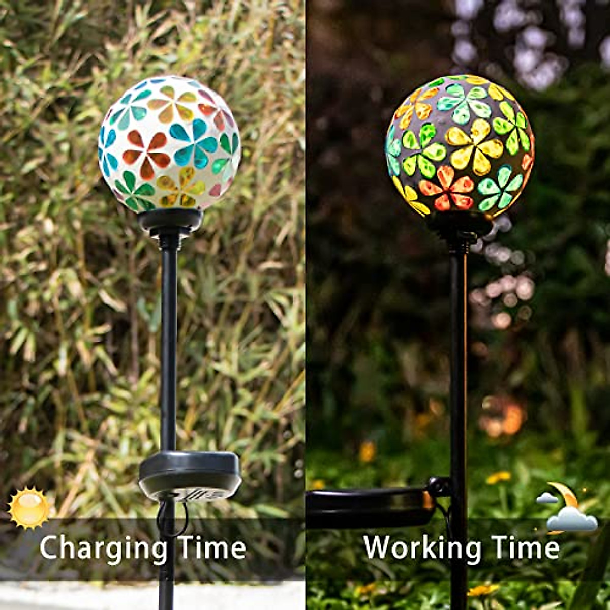 VCUTEKA Solar Garden Lights - Mosaic Solar Lights Outdoor Decor Pathway Light Waterpoof LED Stake Light for Landscape Lawn Patio Yard Decoration (Multicolor) 1 Pack