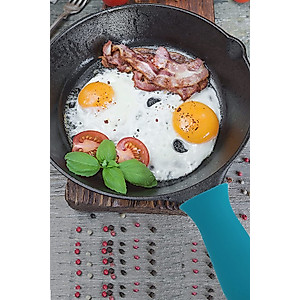 Zifoudvs Silicone Hot Handle Holder, Potholder (4 Pack) for Cast Iron Skillets, Pans, Frying Pans & Griddles, Metal and Aluminum Cookware Handles - Sleeve Grip, Handle Cover (Blue)