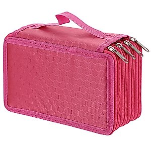 BTSKY® Handy Wareable Oxford Pencil Bag 72 Slots Pencil Organizer Portable Watercolor Pencil Wrap Case (Pink)