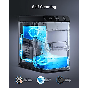 Ice Makers Countertop Nugget for Home Kitchen 37LBS, Pebble Counter Top Ice Machine, Mini Small Ice Maker,Portable Sonic Chewable Pellet Soft Icemaker, LED Maquina de Hielo Tabletop Self Cleaning