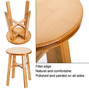 Yesland Little Wood Stool - 9.5 Inch Round Bamboo Shower Seat Stool Milking Stool - Anti Slip Small Short Stool for Adults, Shoe Changing, Home, Bathroom, Bedside (Natural)