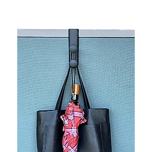 Tetra-Teknica Cubi-pro CWH03 Over-The-Panel Cubicle Partition Wall Garment Hanger with Double Posts, 2 1/2" - 3" Panels, Black