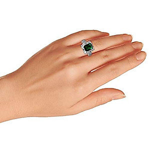 Bling Jewelry Simulated Emerald CZ Engagement Ring Rhodium Plated,Size:6