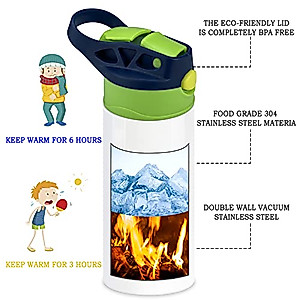 AiHeart 12oz Sublimation Stainless Steel Sippy Cup with Sublimation Shrink Wrap, Double-Wall Vacuum Insulated Children's Water Cup with Handle and Straw, Great DIY Gift for Kids (Blue)