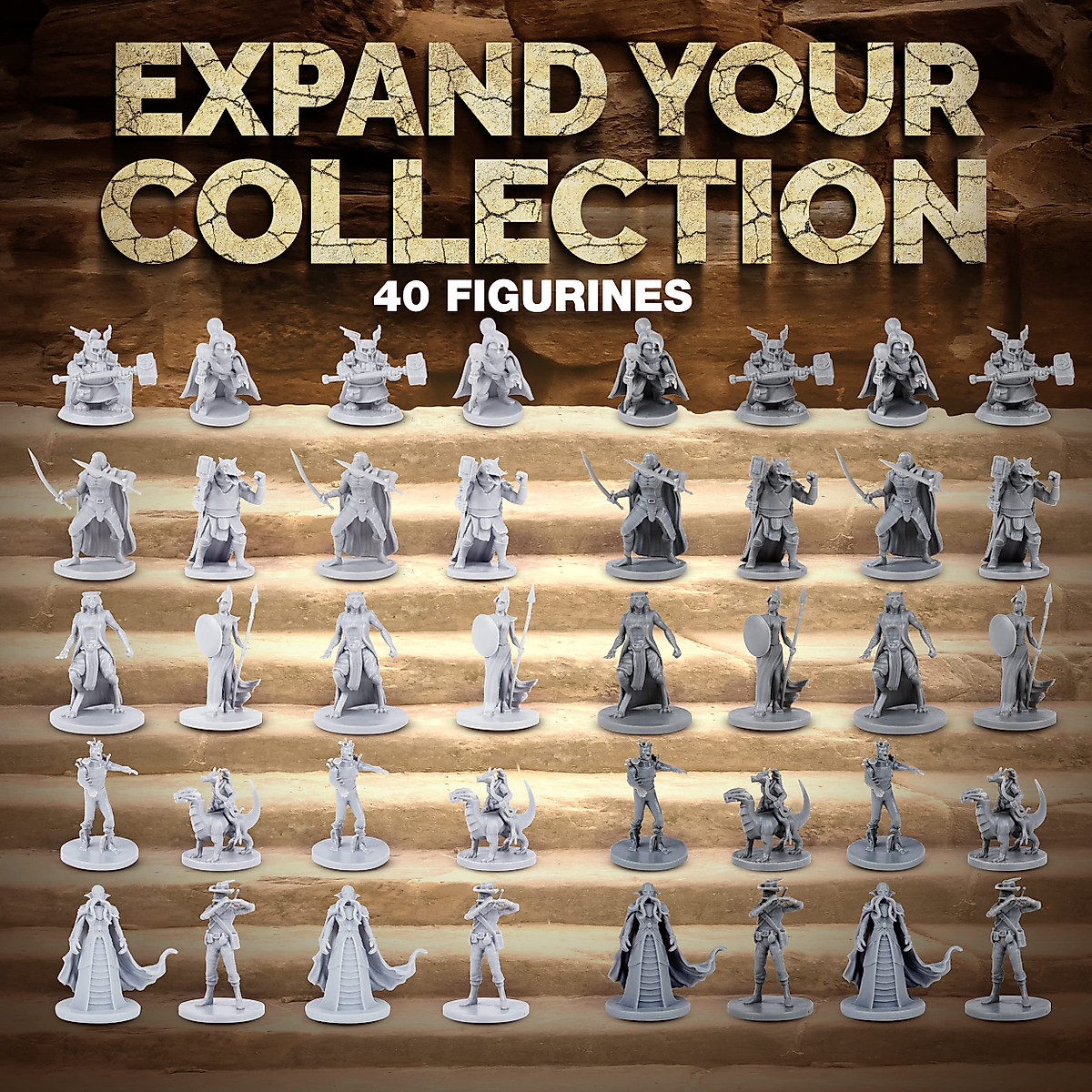 Path Gaming 40 Fantasy Tabletop Miniatures for Dungeons and Dragons . 28MM Scaled 10 Unique Designs, Bulk Unpainted