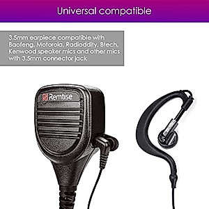 Remtise 3.5mm Receiver/Listen Only Headset Single Wire Earhook Earpiece for Two-Way Radios/Walkie Talkie Speaker Mics (Black)