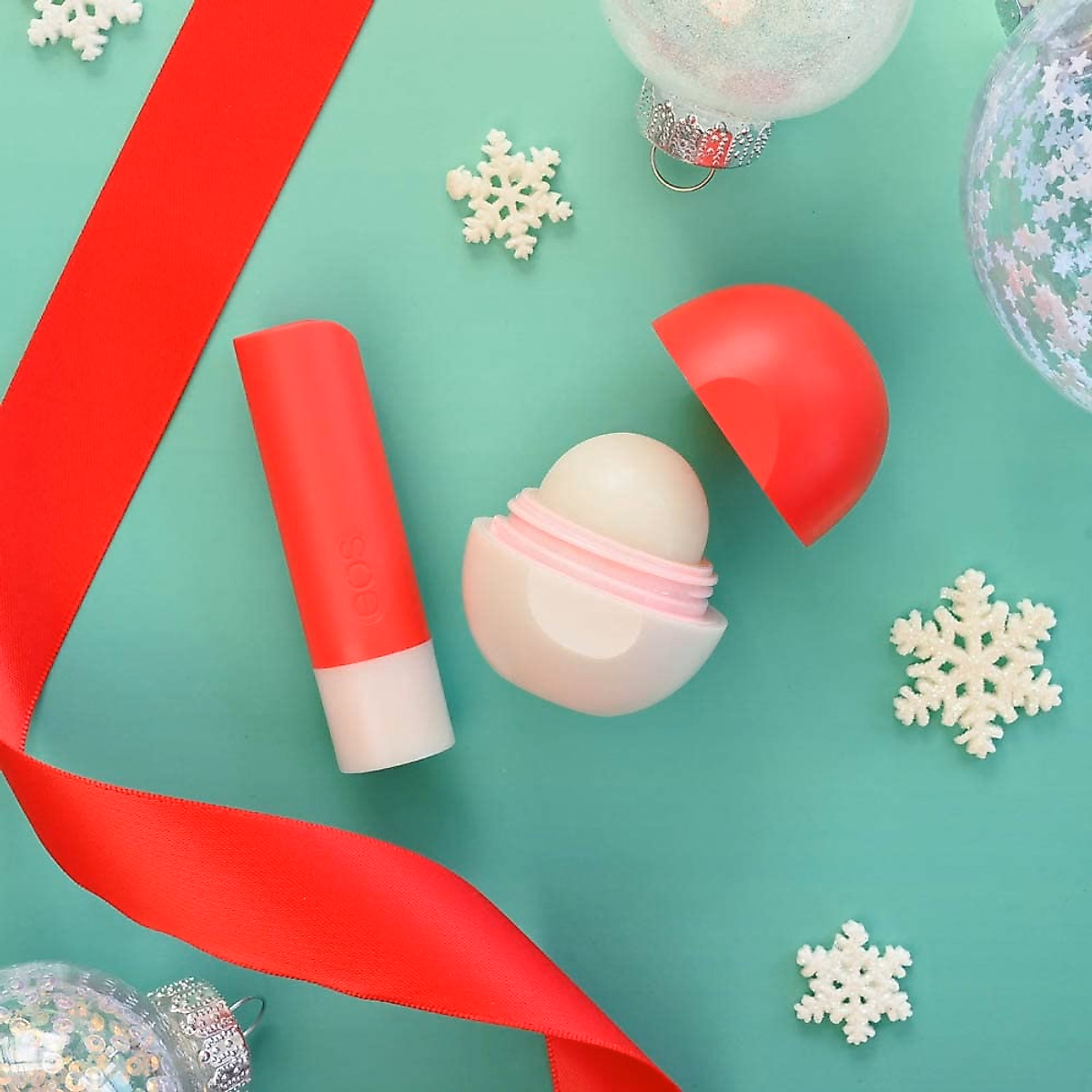EOS Limited Edition Holiday Lip Balm, Candy Cane Swirl, All-Day Moisture, Made for Sensitive Skin, 0.39 oz, 2-Pack, Clear