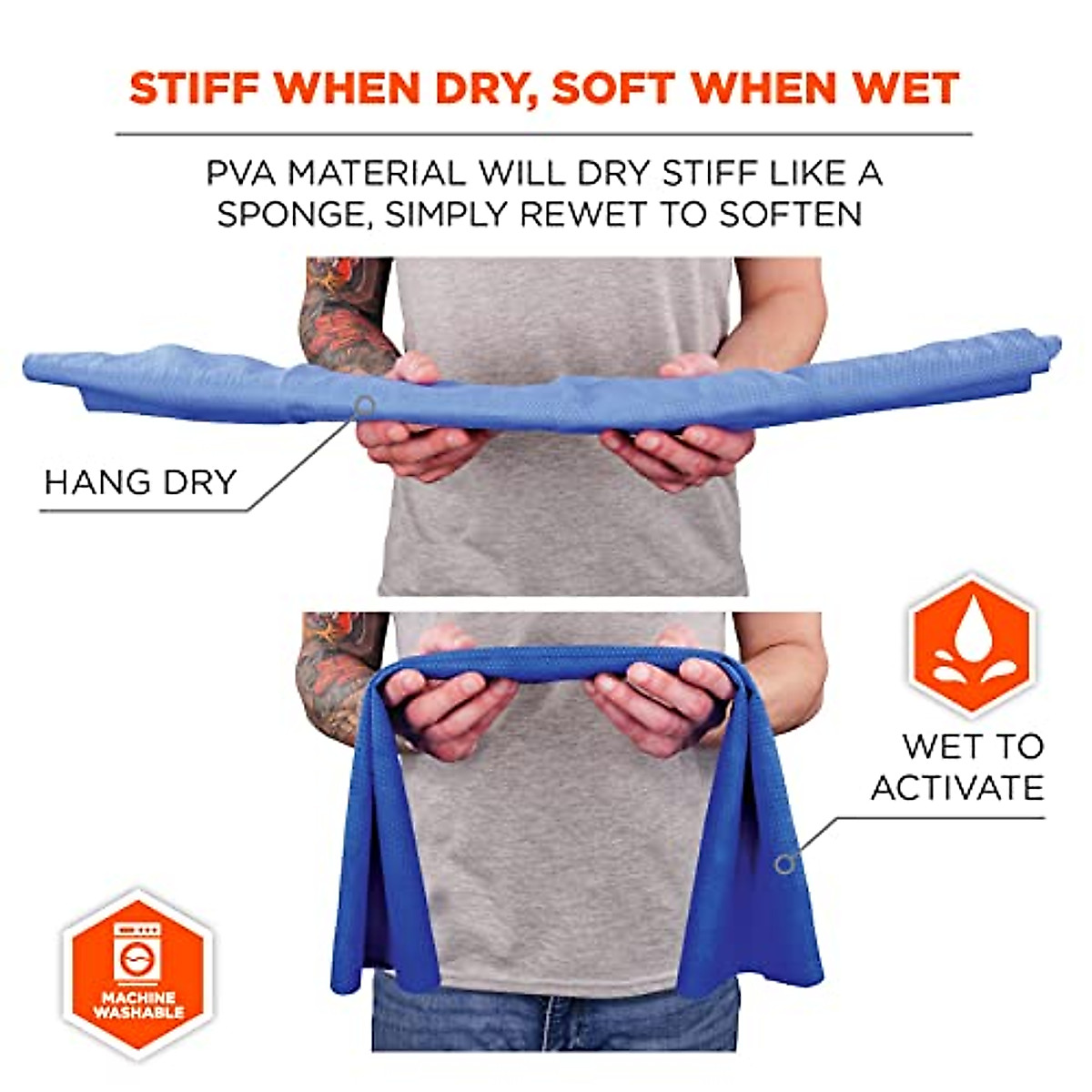 Ergodyne Chill Its 6602 Cooling Towel, Long Lasting Cooling Relief, Gray 29.50" x 13.00"