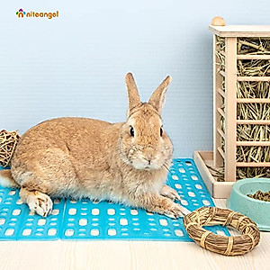 Niteangel 2 Pieces Rabbit Playpen Feet Mats for Cage, Comes with 4 Fixed Tabs (Blue)