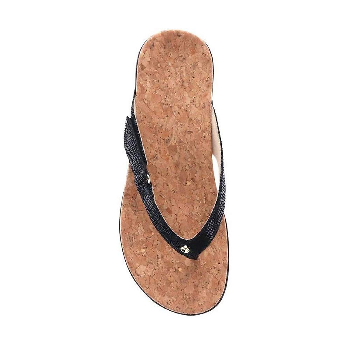 Revere Napoli Women's Supportive Flip Flop Sandal Black Lizard - 8 Medium