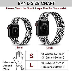 BMBEAR Stretchy Solo Loop Bands Compatible with Apple Watch 38mm 40mm 41mm Braided Elastic Weave Nylon Wristbands Women Men Straps for iWatch Series 7/6/5/4/3/2/1/SE Snow Leopard