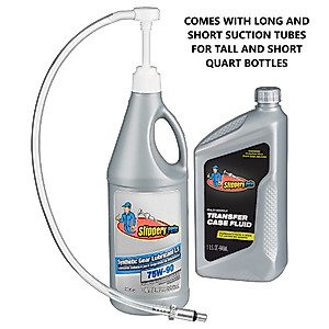 Slippery Pete - Lower Unit Gear Oil Pump for Standard Quart Bottles, Includes 3/8 inch Metal Swivel, 8mm and 10mm Adapters Fit Most Marine Boat Outboard Motors (NOT COMPATIBLE WITH VOLVO PENTA)
