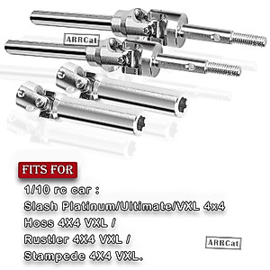 Rc Stainless Steel Front Rear Drive Shaft CVD for 1/10 Rustler VXL 4X4/Stampede VXL 4X4/Hoss VXL 4X4/Slash Platinum/Ultimate/VXL 4x4 4WD RC Car,ARRCat RC Upgrades Part