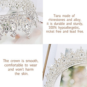 COCIDE Queen Crown for Women Crystal Tiara and Crown for Girl Rhinestones Hair Accessories for Wedding Bride Birthday Party Prom Bridal Bridesmaid (Silver)