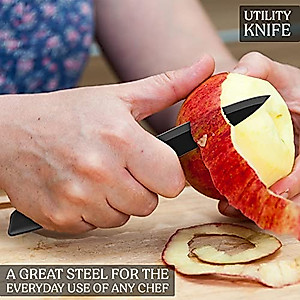 Lux Decor Collection Knife Set - 7 Piece Knives Set For Kitchen | Ultra Sharp Serrated Knife | Black Steak Knives Set | Rust Proof and Scratch Resistant Sharp Knives| Kitchen Knife Set