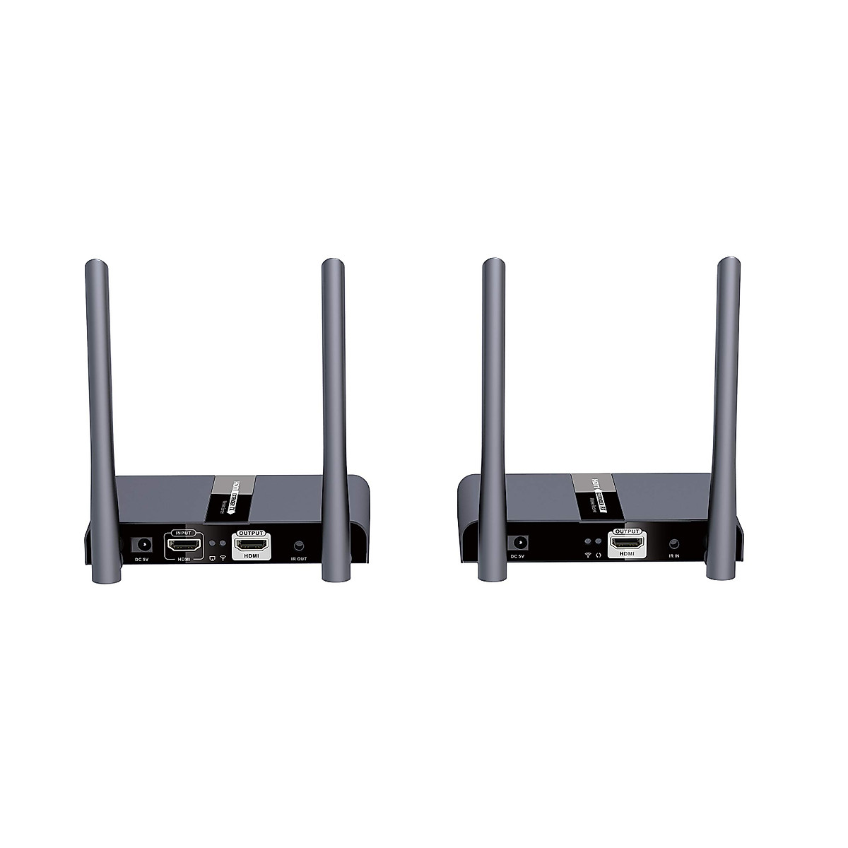 weJupit Wireless HDMI Extender Transmitter and Receiver HD 1080p, Up to 328ft/100m, IR Passback Transmit AV HDMI Signal to HDTV/Project, Point to Point use, Dual Antenna