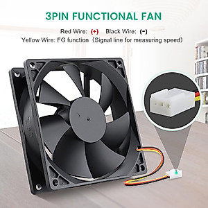 Wathai 12V 92mm 92x25mm DC Brushless Cooling Fan 3Pin High Perfomance for Computer case, Wine Fridge, Inverter DIY Ventilation Exhaust Projects 2 Pack