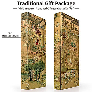 Chopsticks Chinese Reusable Wooden Chopsticks Spoon with Holder&Reusable Chopsticks Portable Cloth Bag Traditional Stylish Gift Set (Panda)