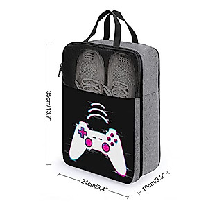 Frcavbin Gamer White Gamepad Games Travel Shoe Bag Shoes Carrier with Handle and Zipper Foldable Shoe Puches Organizer for Home storage School starts