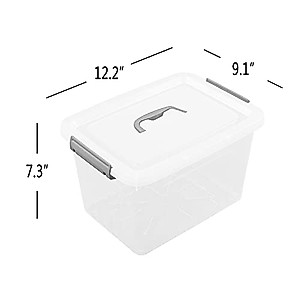 Callyne 10 L Clear Plastic Storage Box, 6-Pack Storage Latch Box