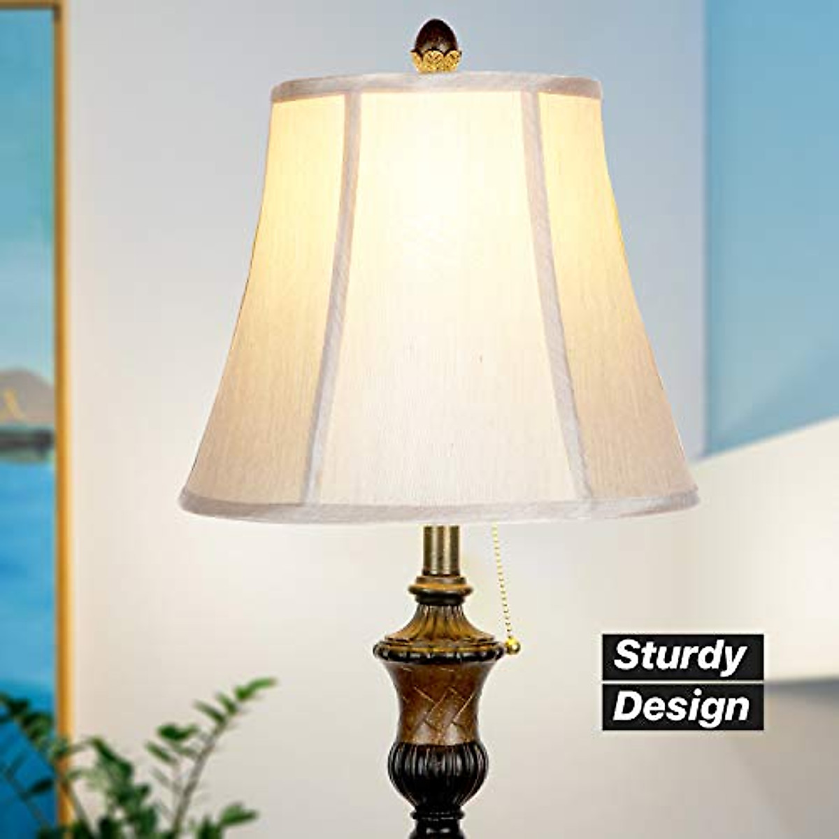 Brightech Sophia LED Floor Lamp, Tall Lamp with Bell Shape Fabric Shade, Mid Century Modern Lamp for Bedroom, Mid-Century Lamp for Living Rooms & Offices, Great Living Room Decor - Bronze