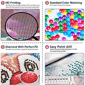 Bysincy 5D Diamond Painting Kits for Adults Halloween Diamond Arts Horror Diamond Painting DIY Full Round Drill for Home Wall Decor and Adults Kids Holiday Gift