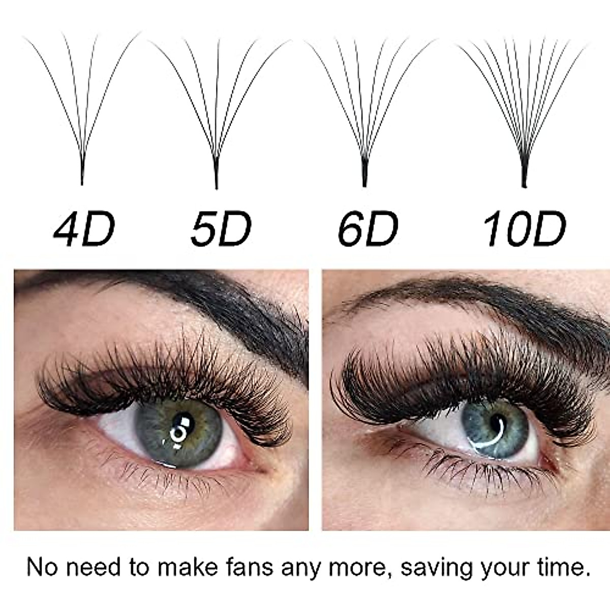 NAGARAKU Premade Fans Eyelash Extensions 320 Fans 5D Volume 0.07mm D curl 9-14mm Mix Tray Sharp Narrow Stem Clusters Thin Pointy Base Russian Pre Fanned Fluffy Matte Black