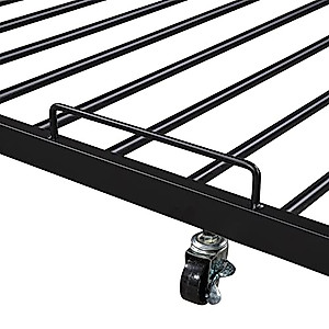 SOFTSEA Queen Size Metal Platform Bed Frame with Trundle, Metal Bed Frame with USB Ports, Queen Trundle Bed with Storage Headboard Metal Panel Bed with Shelf for Bedroom Guestroom, Black