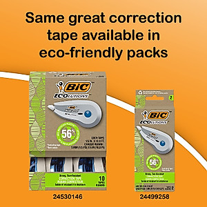 BIC Wite-Out Brand EZ Correct Correction Tape, 39.3 Feet, 2-Count Pack of white Correction Tape, Fast, Clean and Easy to Use Tear-Resistant Tape Office or School Supplies